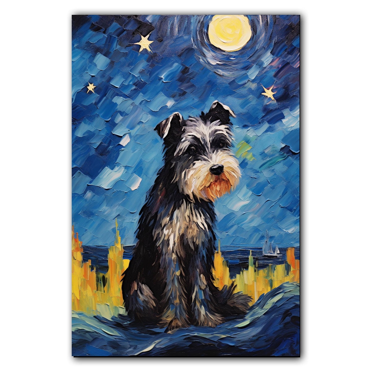 Miniature Schnauzer Canvas Wall Art Colorful Pet Canvas Oil Painting ...