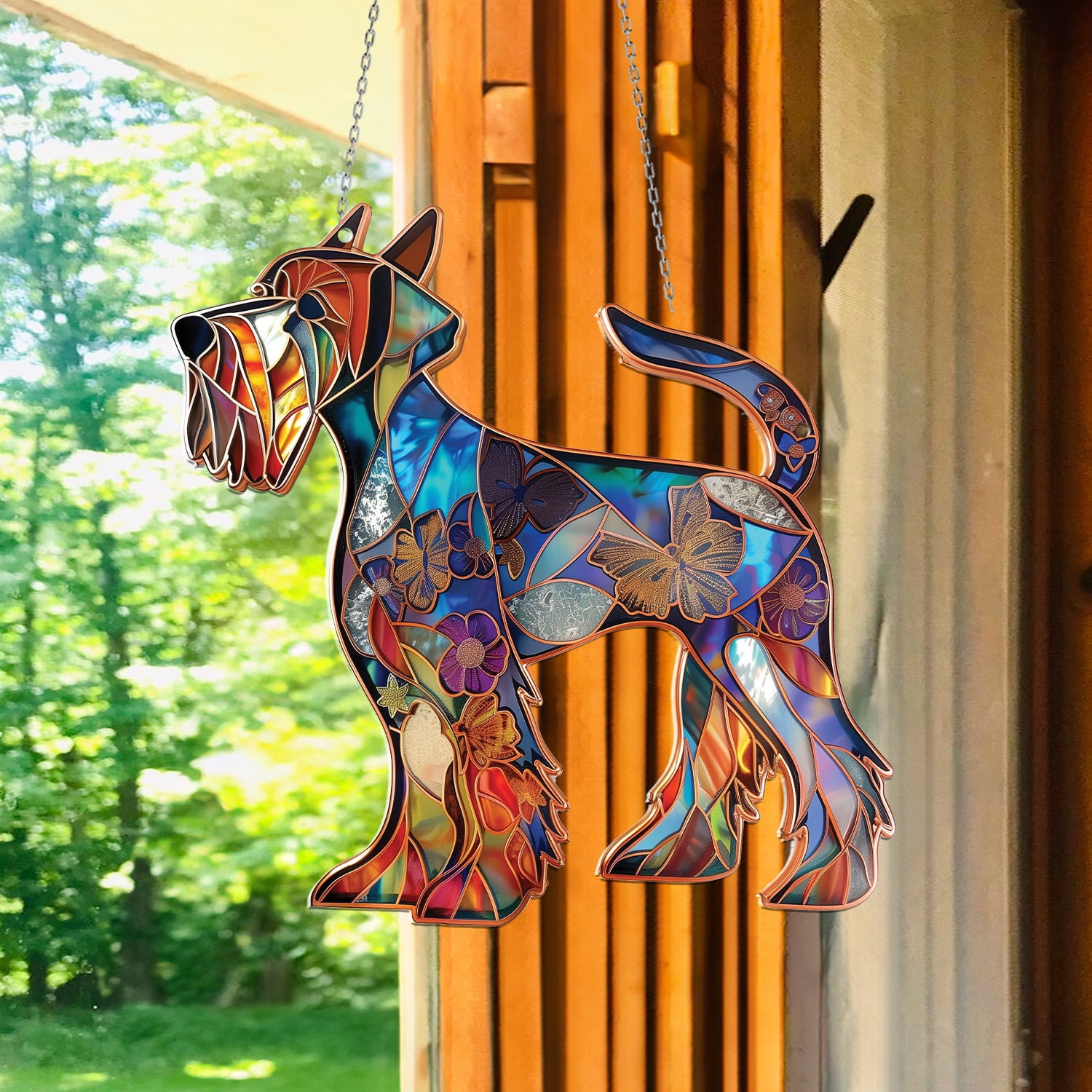 Miniature Schnauzer Dog Acrylic Window Hanging, Miniature Schnauzer ...