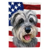 Miniature Schnauzer Dog American Flag Flag Canvas House Size ...