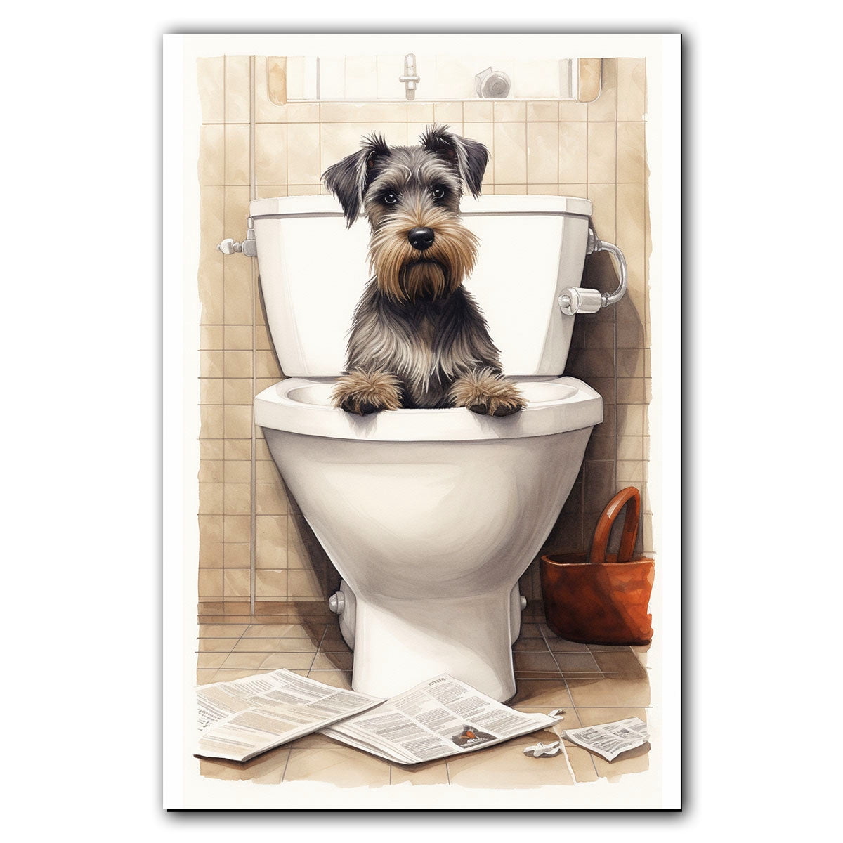 Miniature Schnauzer Dog Bathroom Wall Decor, Funny Bathroom Wall Art ...