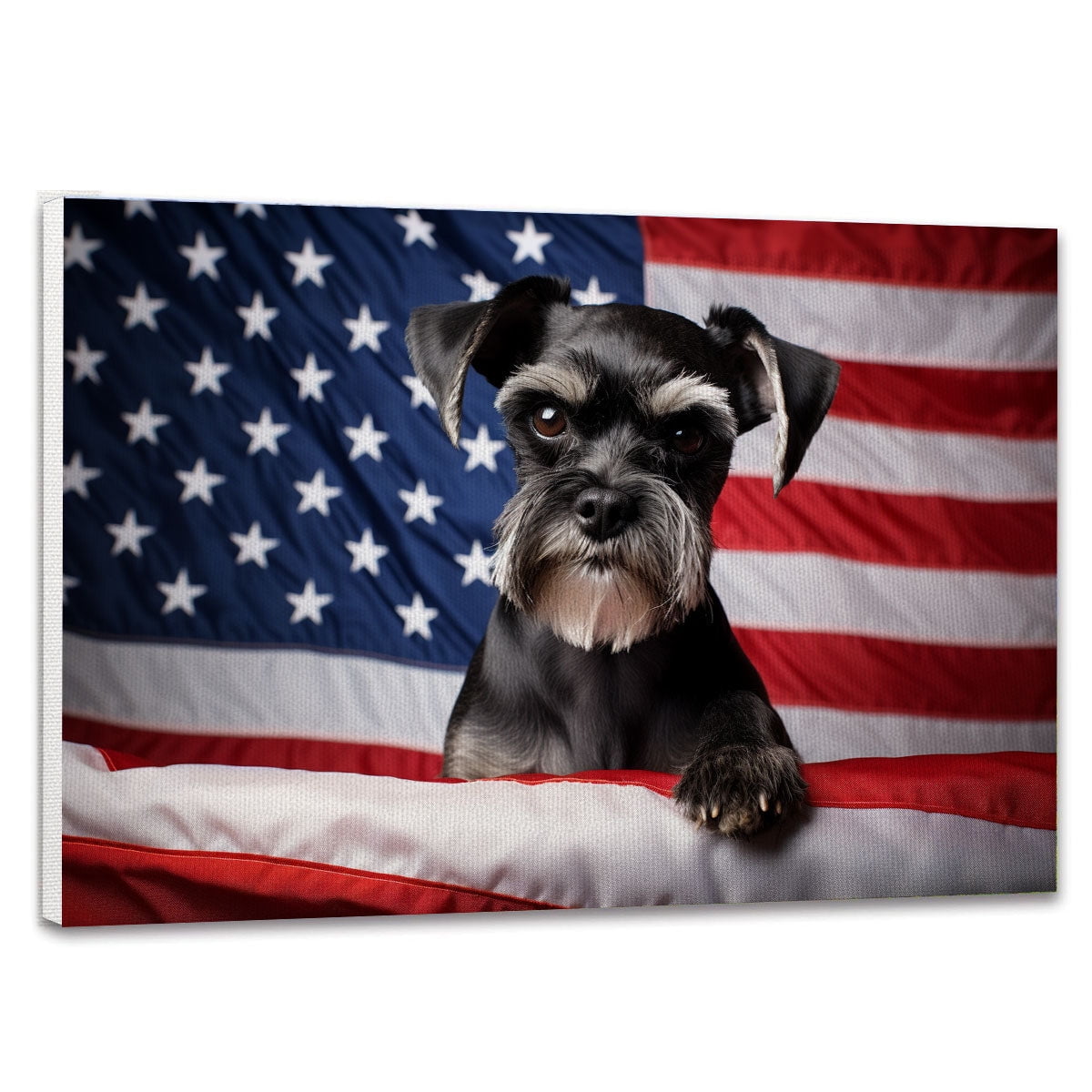 Miniature Schnauzer Dog Canvas with American Flag Canvas Wall Art Dog ...