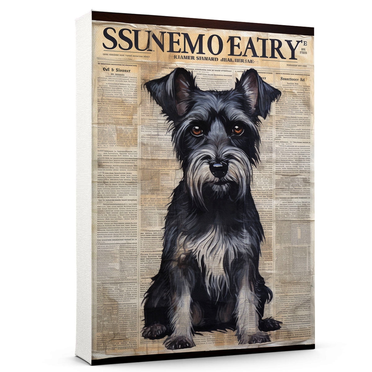 Miniature Schnauzer Dog Read Newspapers Sitting Poster Prints on Canvas ...