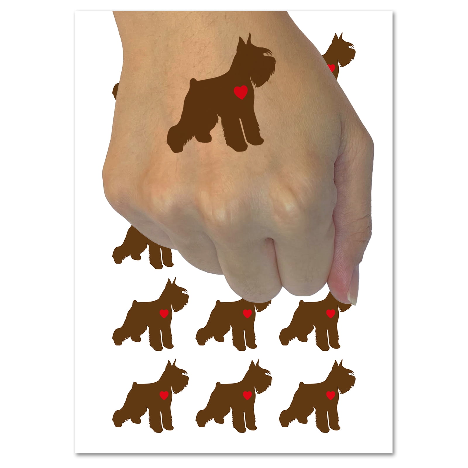 Miniature Schnauzer Dog with Heart Water Resistant Temporary Tattoo Set ...