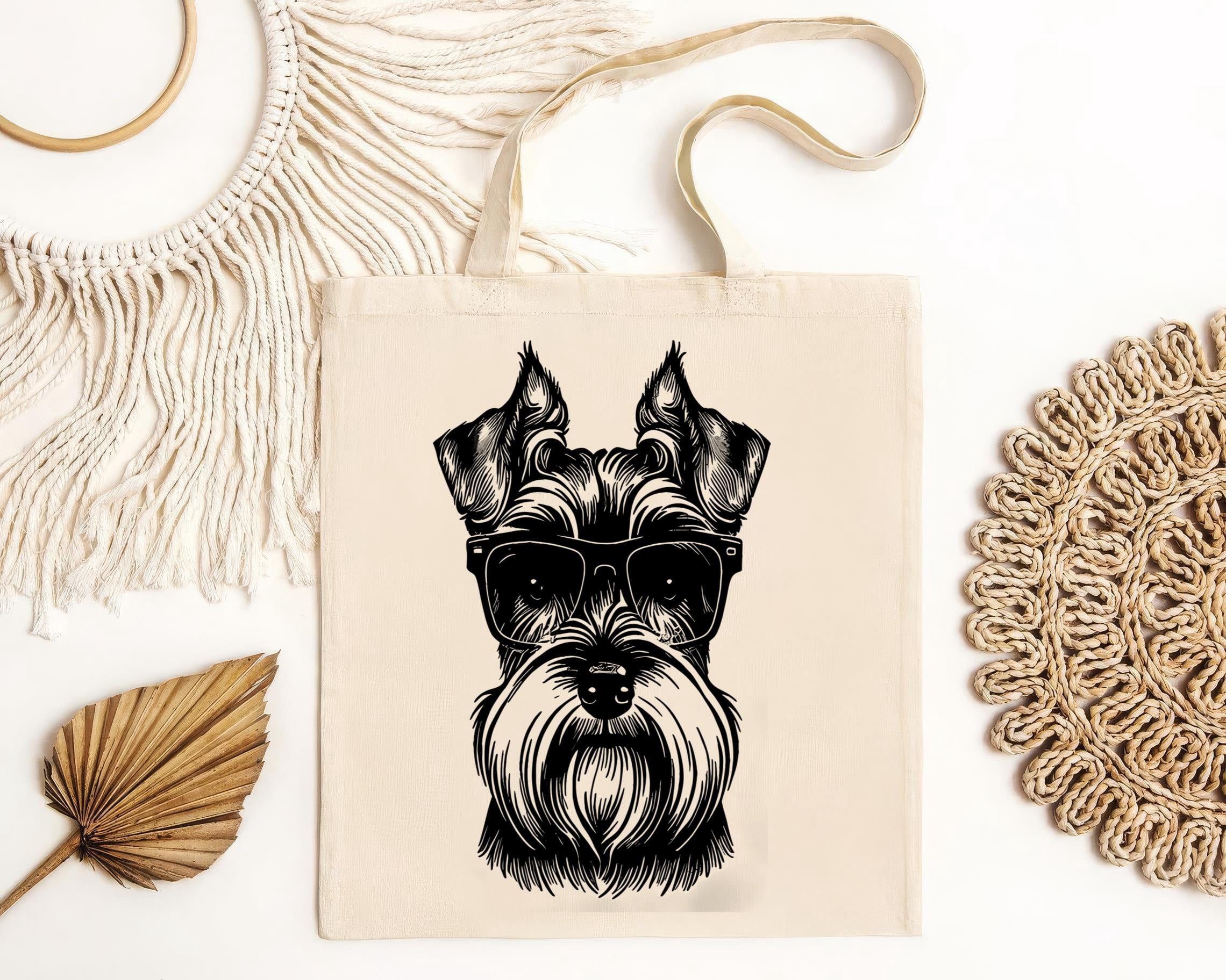 Miniature Schnauzer Miniature Schnauzer dog with sunglasses T-Bag ...
