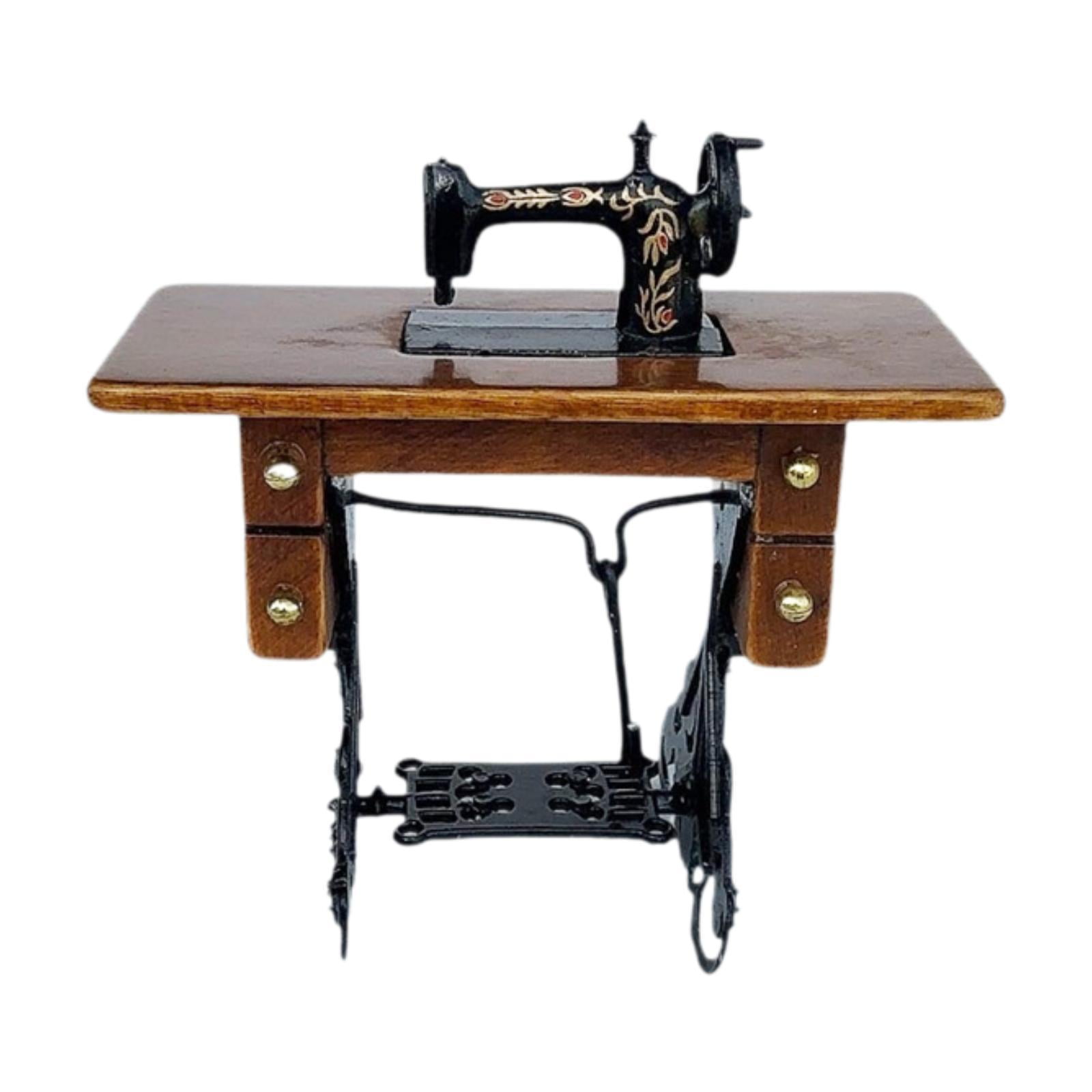 Miniature Sewing Machine Vintage Wooden Dollhouse Accessory Pretend ...