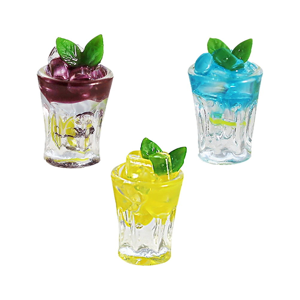 Miniature Simulation Beverage Wine Bottle Dollhouse Cocktail Cup 3 Pcs ...