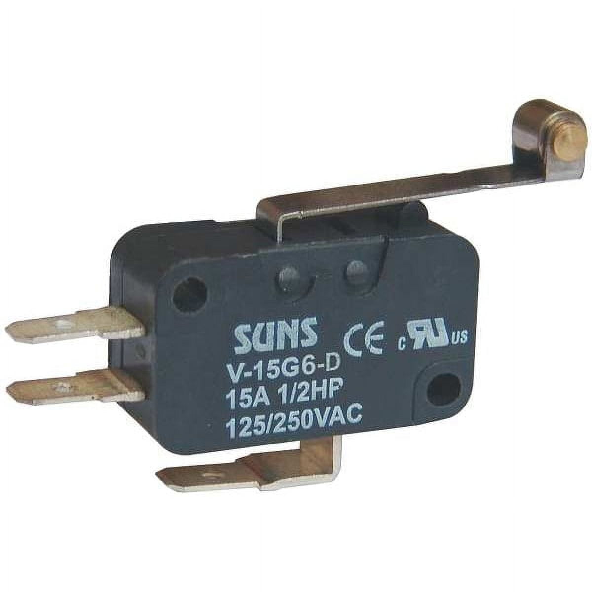 Miniature Snap Action Switch, Lever, Long, Roller Actuator, SPDT, 15A @ 240V AC Contact Rating ...