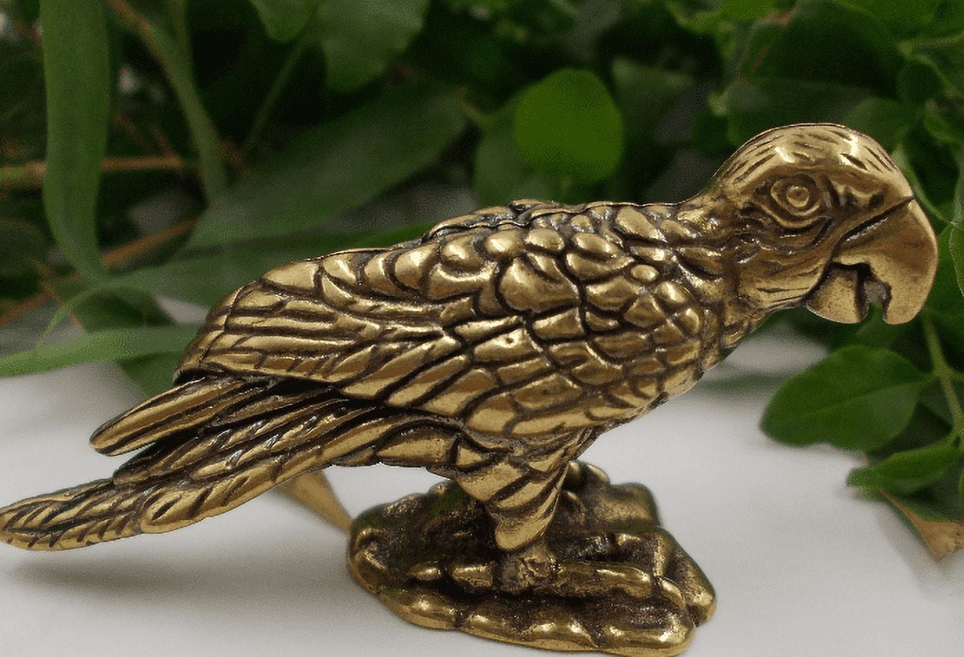 Miniature Solid Copper Simulation Parrot Figurine Model Ornament, Retro ...