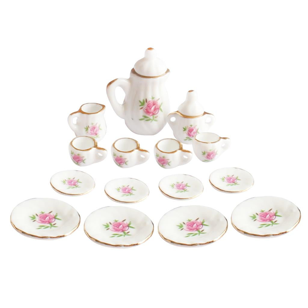 Miniature Tableware Porcelain Ceramic coffee and tea Set for 1:12 Scale ...