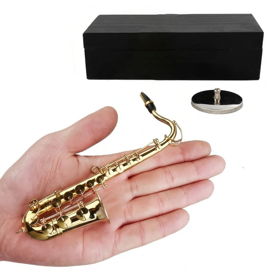 Miniature Tenors Saxophone with Stand and Case Brass Gold Plated Model ...