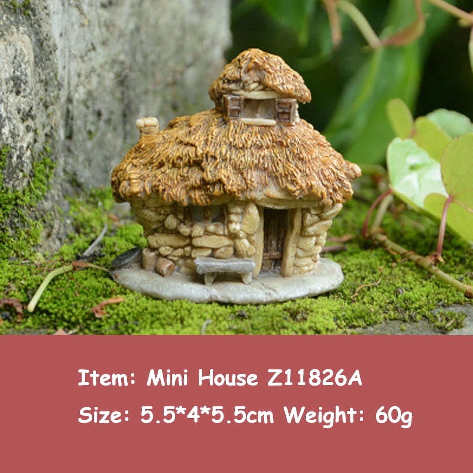 Miniature Thatched Cottage House Statue Fairy Garden Landscape Outdoor ...