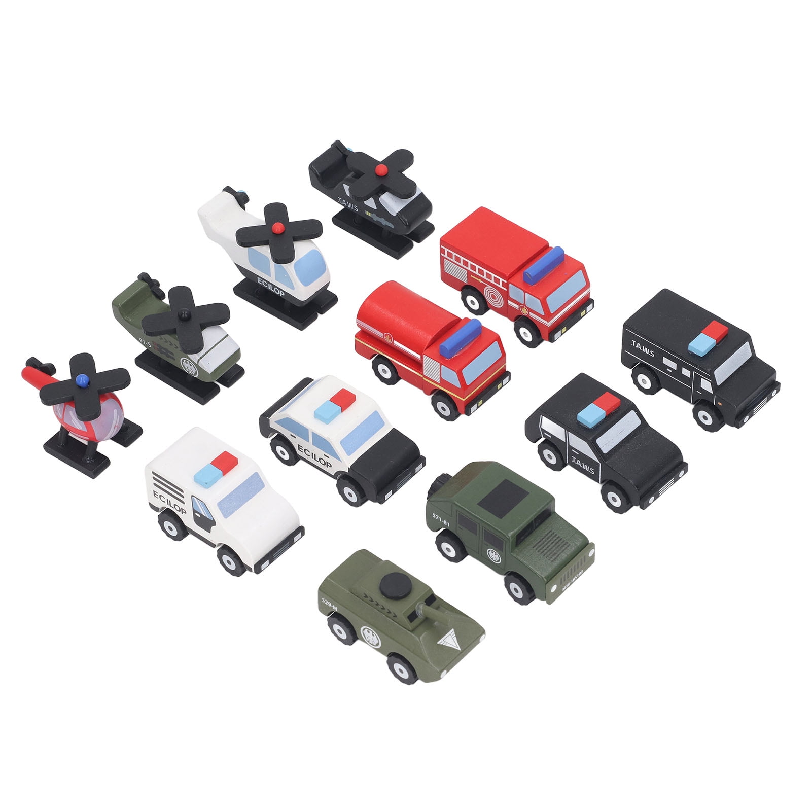 Miniature Toy Cars Plane Set Simulation Policed Car Series Wood ...