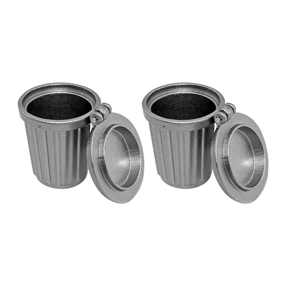 Miniature Trash Can Alloy Silver Great Decor for Micro Sense Doll House ...