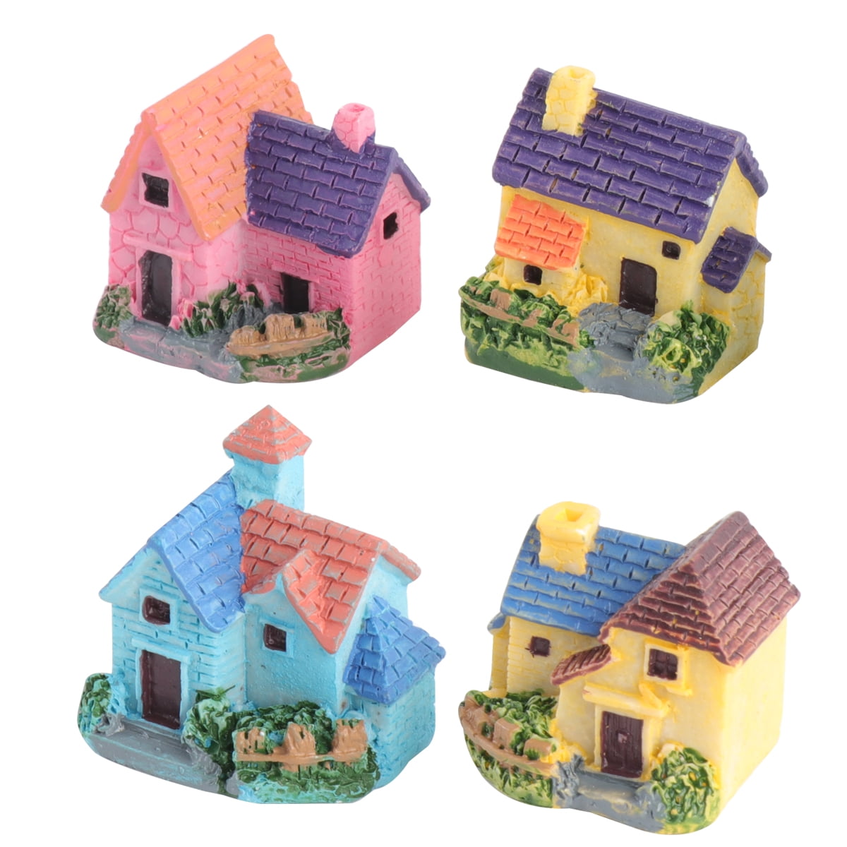 Miniature Villa,4Pcs Miniature mini house Bonsai Craft Garden Resin ...