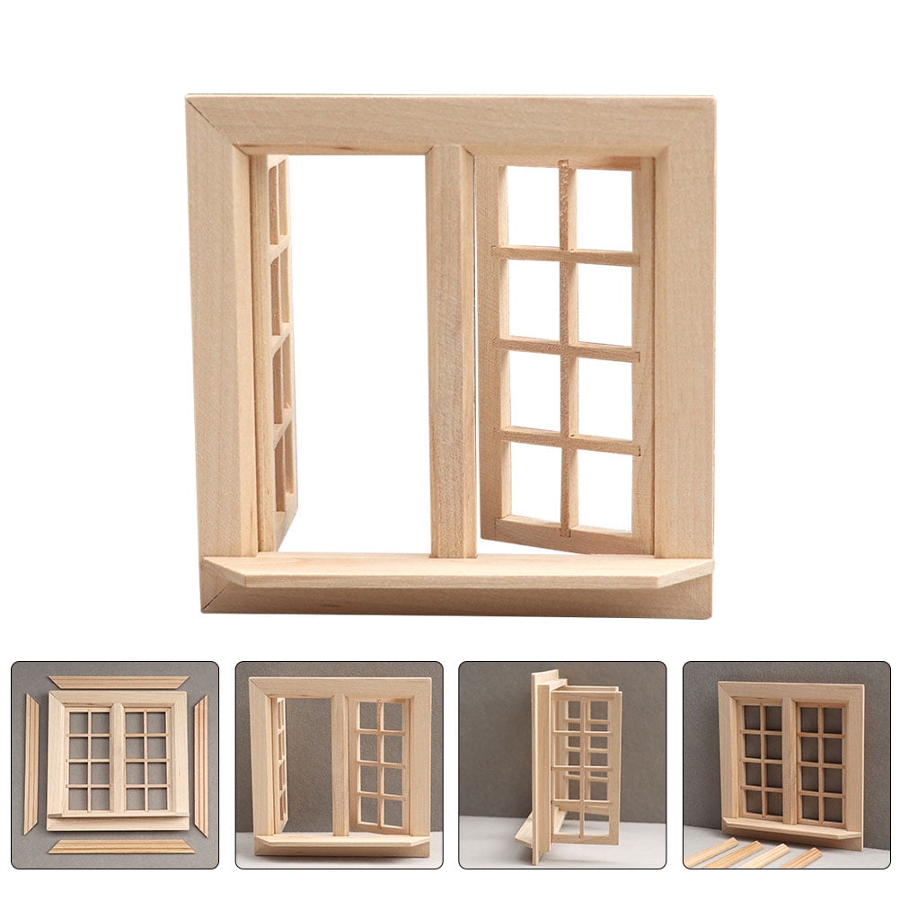 OUNONA Mini Uncolored Wooden Window Adornment for Decor Made of ...