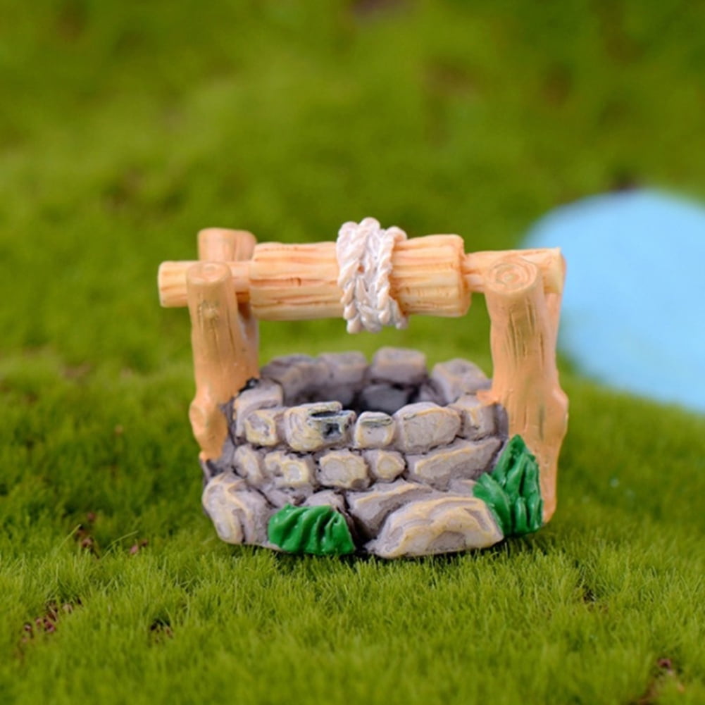 Miniature Wishing Well with Movable Handle and Water Bucket for Garden ...