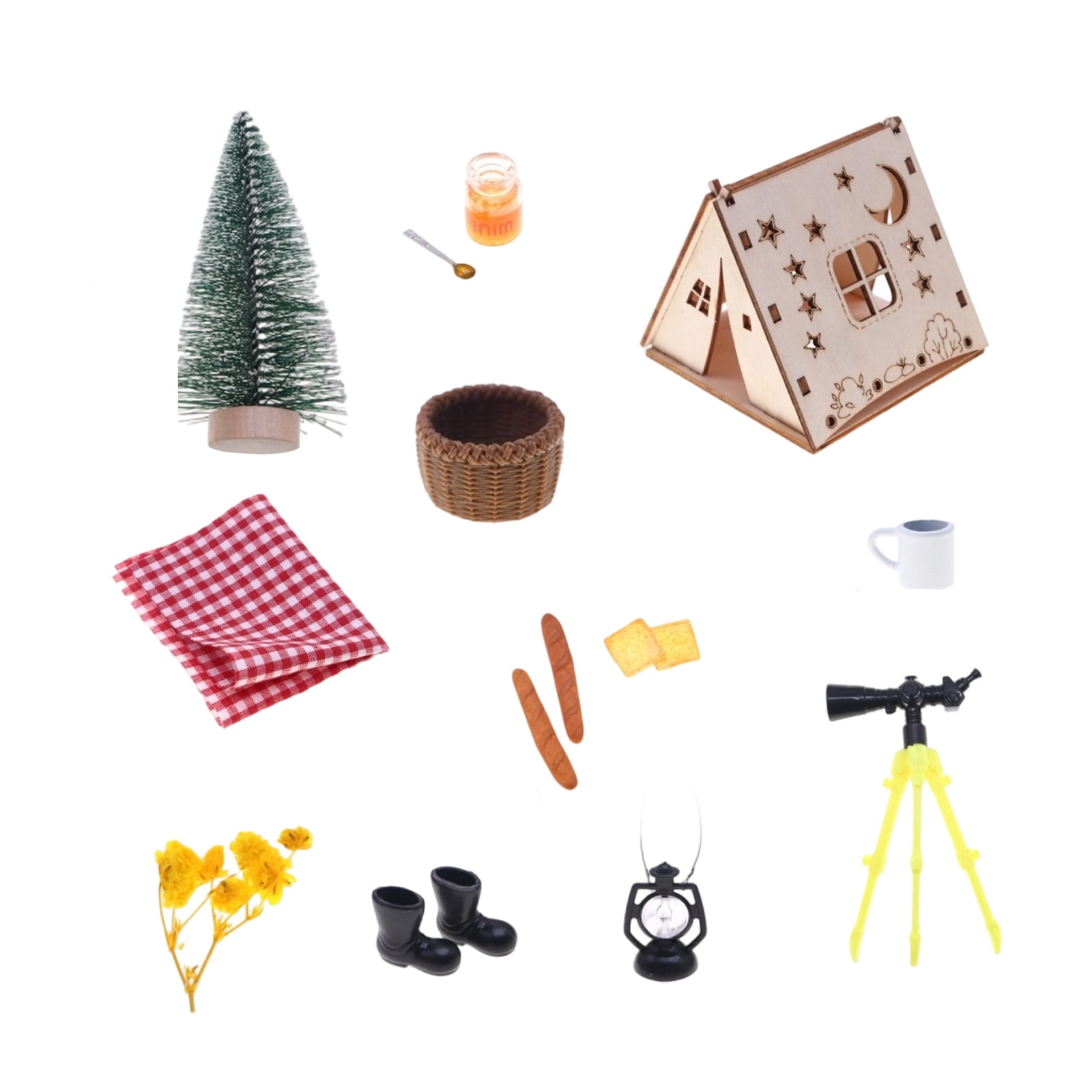 Miniature Wooden Paintable Tent Camping Scene Decoration Doll House ...