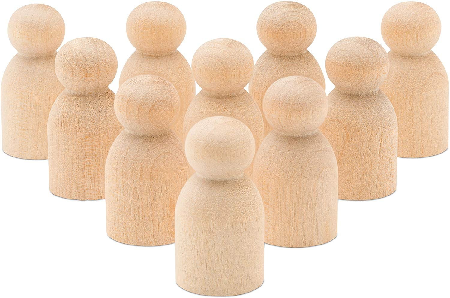 Miniature Wooden Peg Dolls 1-1/8 inch, Pack of 50 Small Peg Dolls for ...
