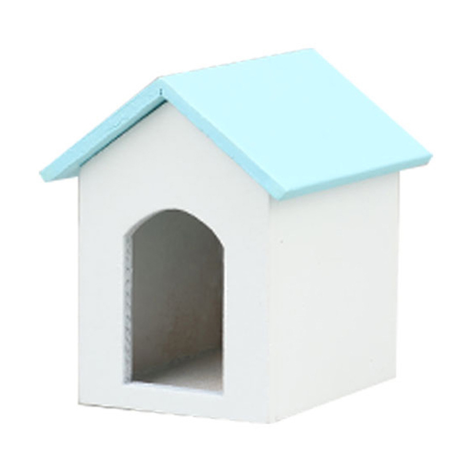 Miniature Wooden Pet House with Colored Roof and White Walls, 1:12 ...