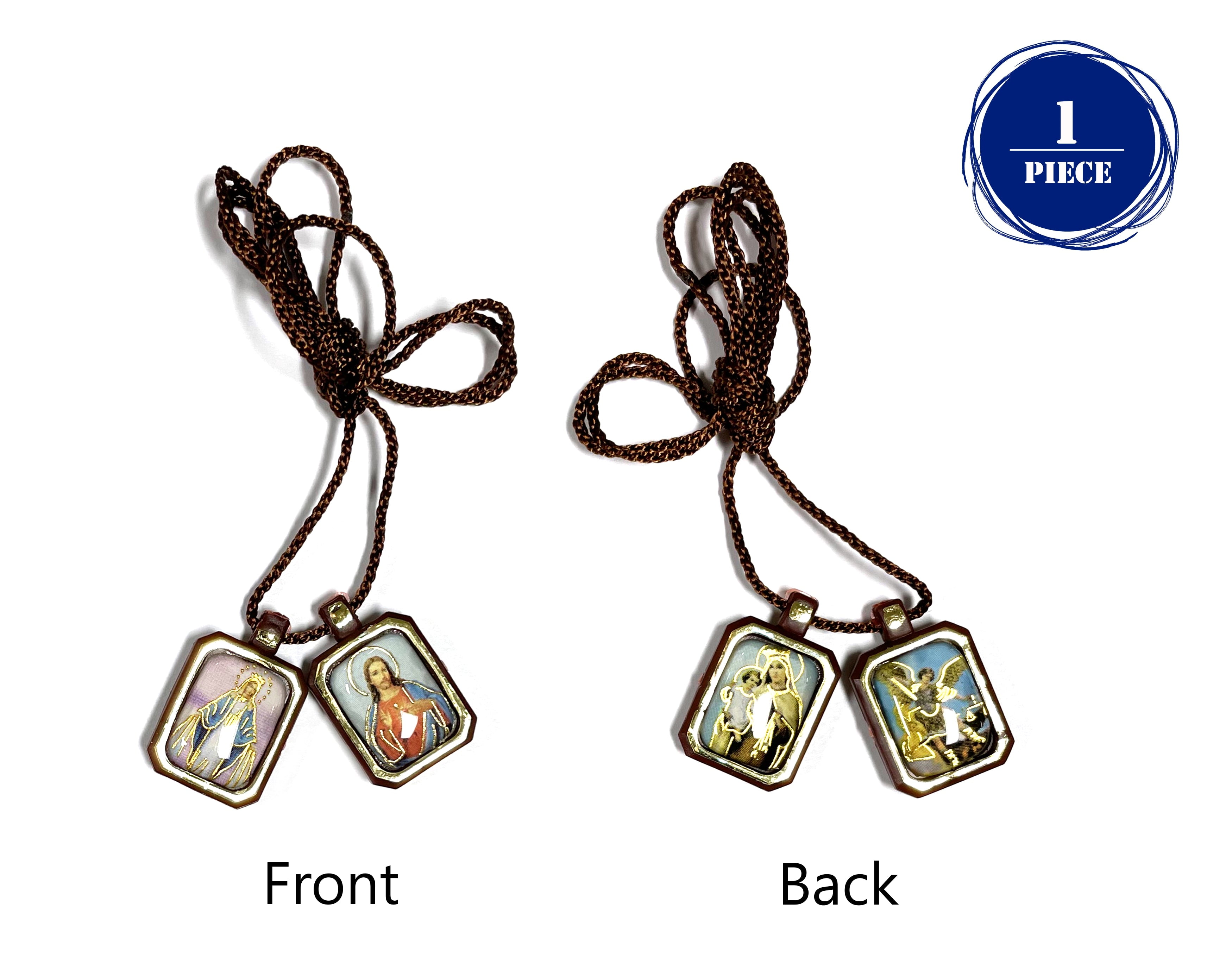 Miniature colorful plastic scapular with square corners. Escapulario de ...