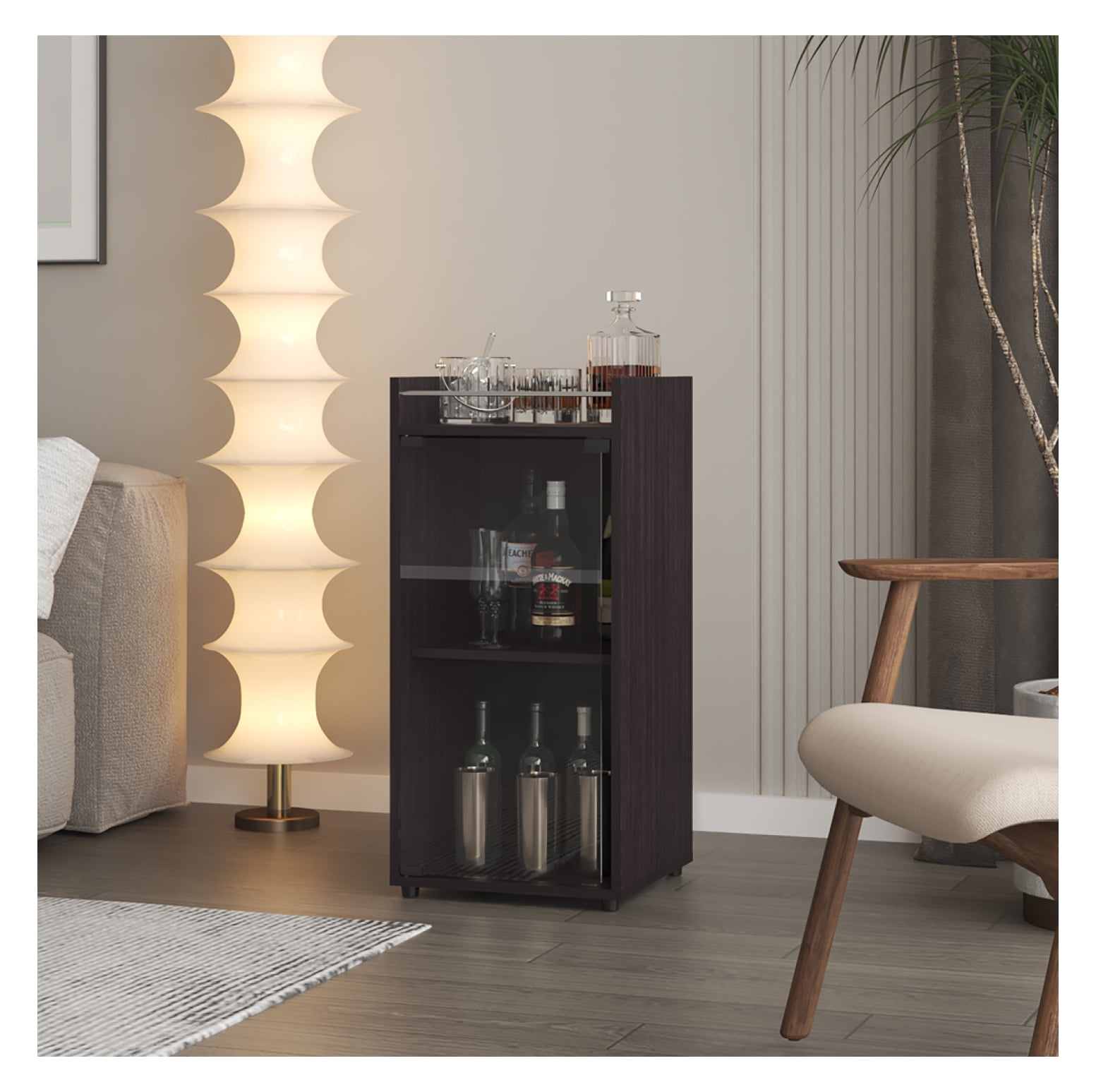 Minibar Cabinet Lampeter - Black Living Room Bar Cabinet - Modern Glass ...