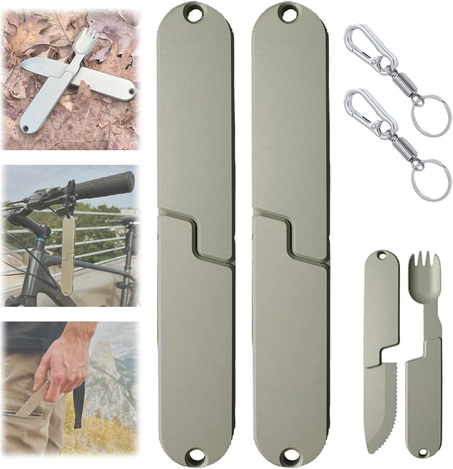 Minibee 2 in 1 Camping Utensils - Lightweight Foldable Camping Utensil ...