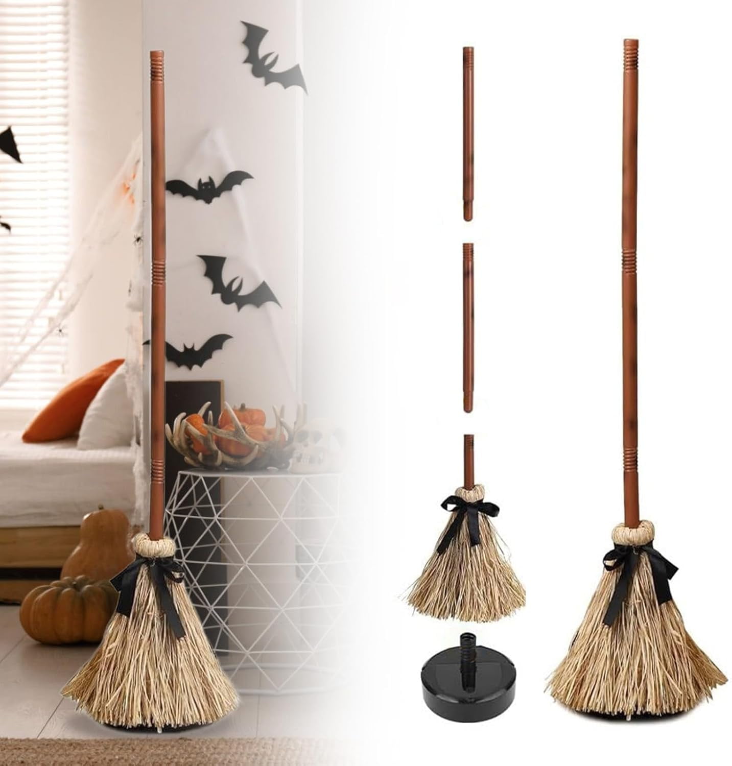 Minibee Halloween Floating Witchs Broom, 39.3" Dancing Haunted Witch ...