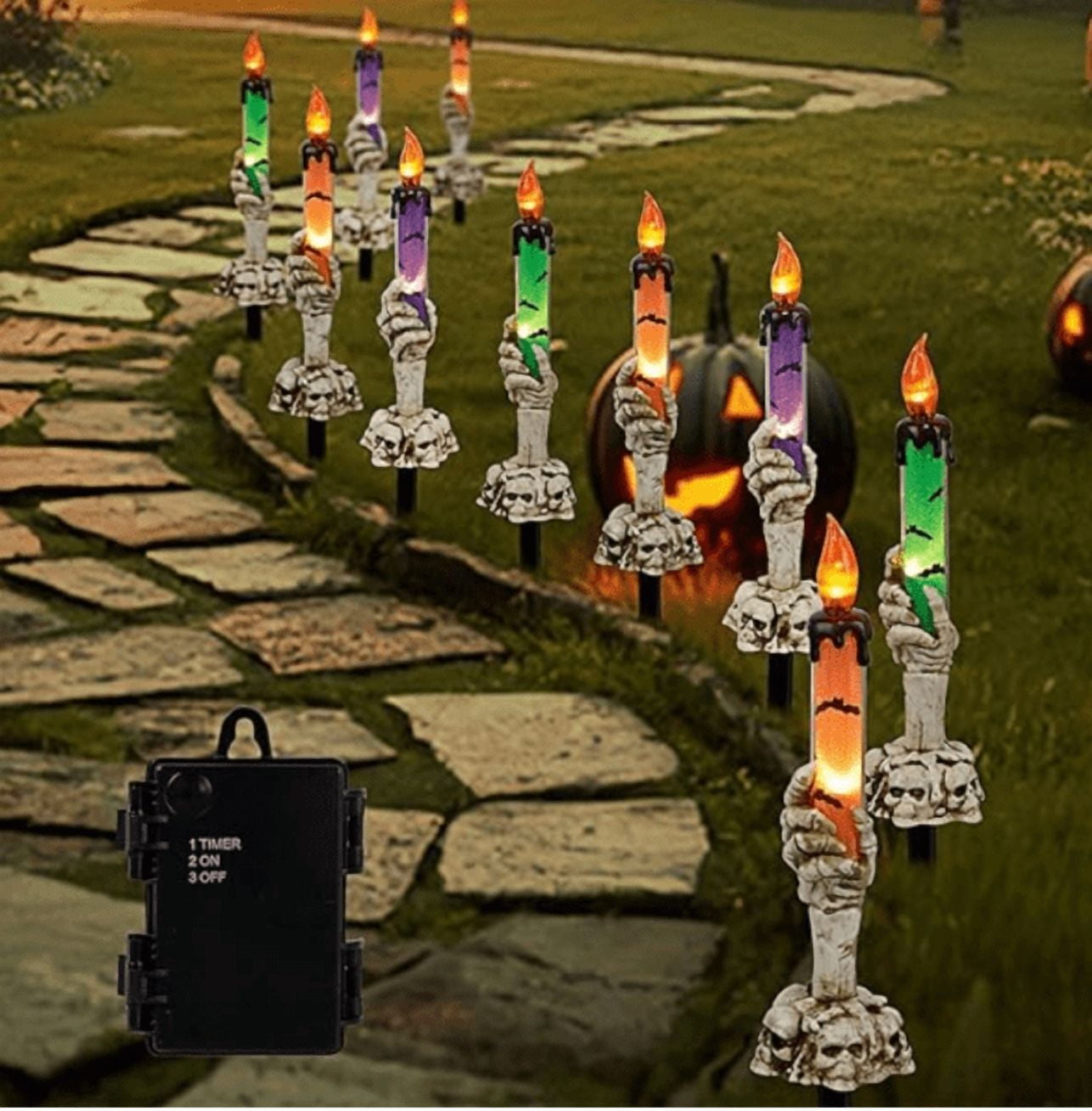 Minibee Halloween Pathway Lights Outdoor 5 Pack Skeleton Hands Holding ...