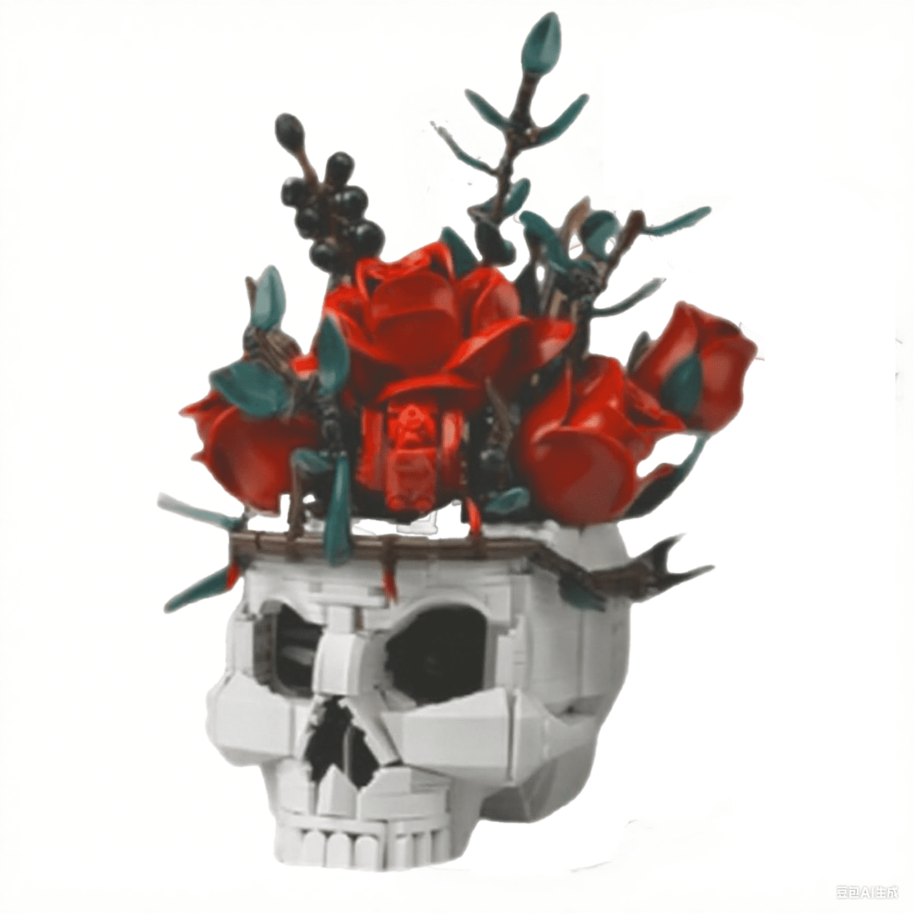 Minibee Halloween Skull Rose Building Blocks for Adults, Gothic ...