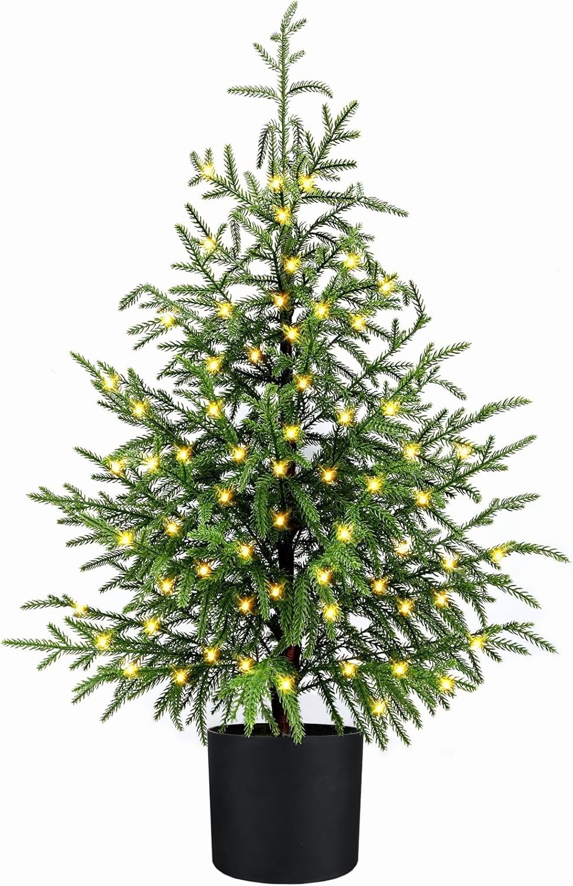 Minibee Pre-Lit Artificial Twinkle Christmas Tree, Realistic 3FT Potted ...