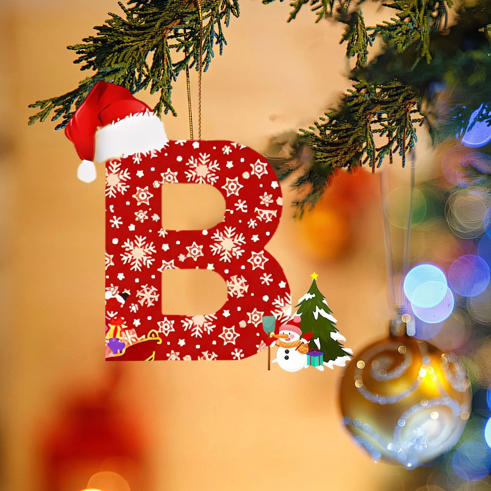 Minibee Red Snowflake Letter Christmas Ornaments - Complete 26-Piece ...