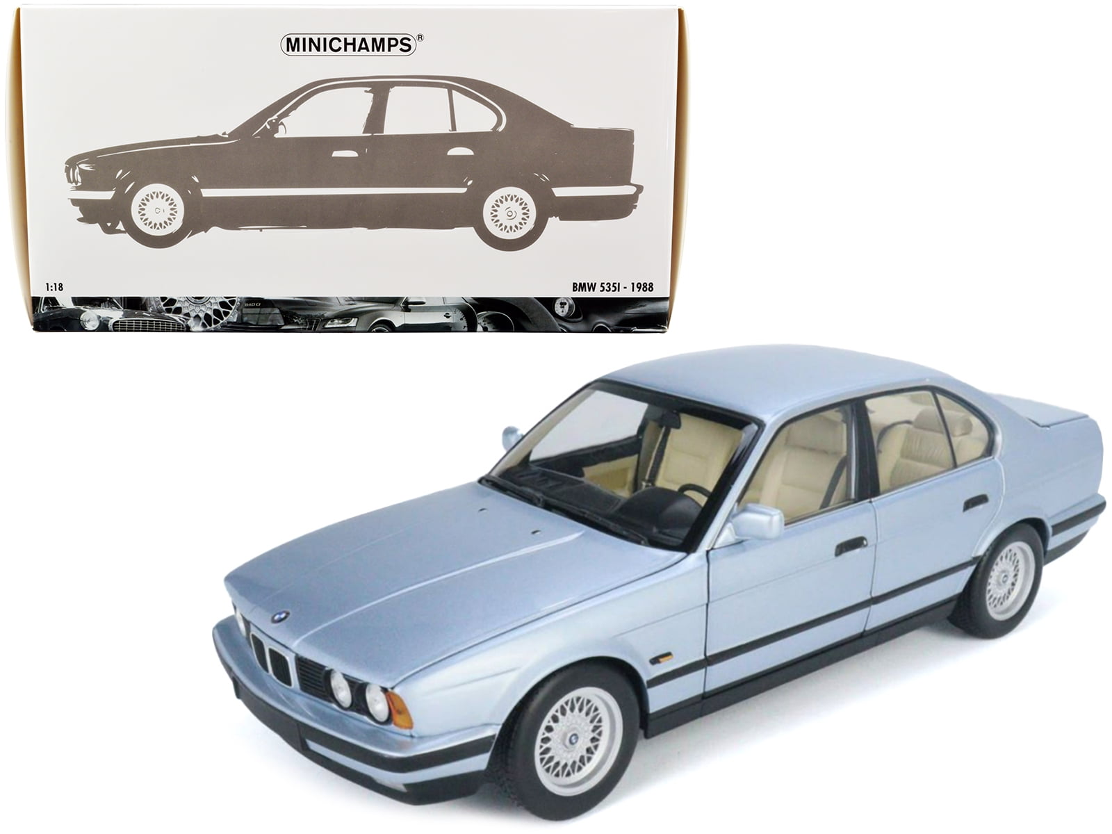 Minichamps 1988 BMW 535i (E34) Sedan Light Blue Metallic 1:18 - Walmart.com