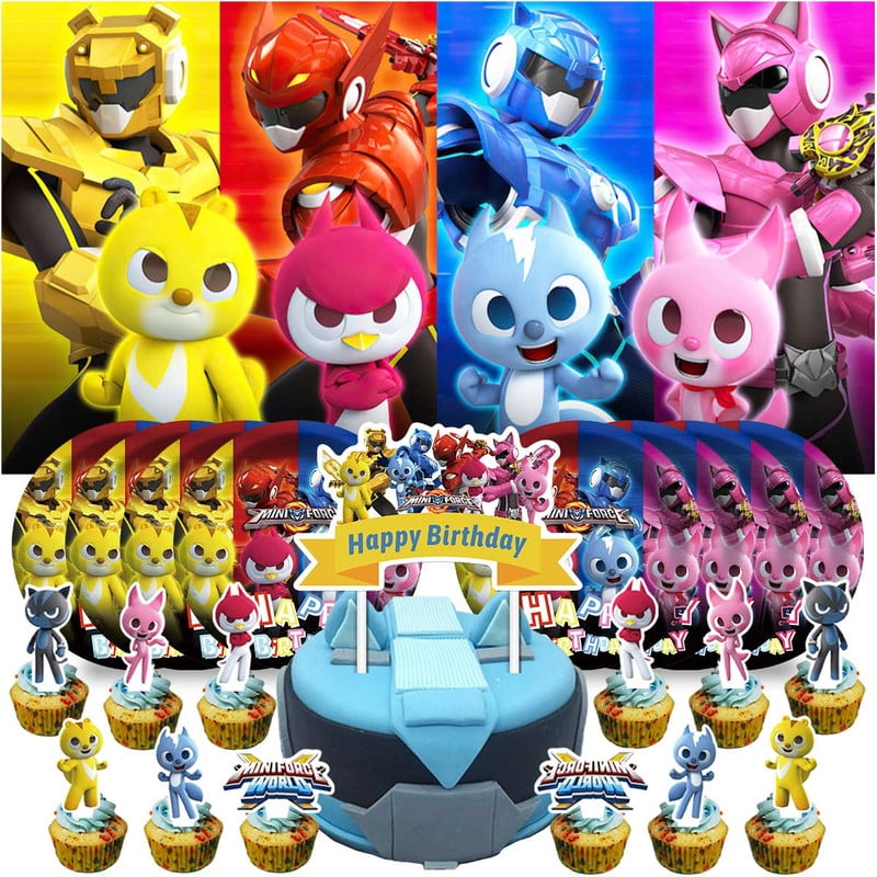 Miniforce Party Supplies Decor Decorations Plates Background Cake ...