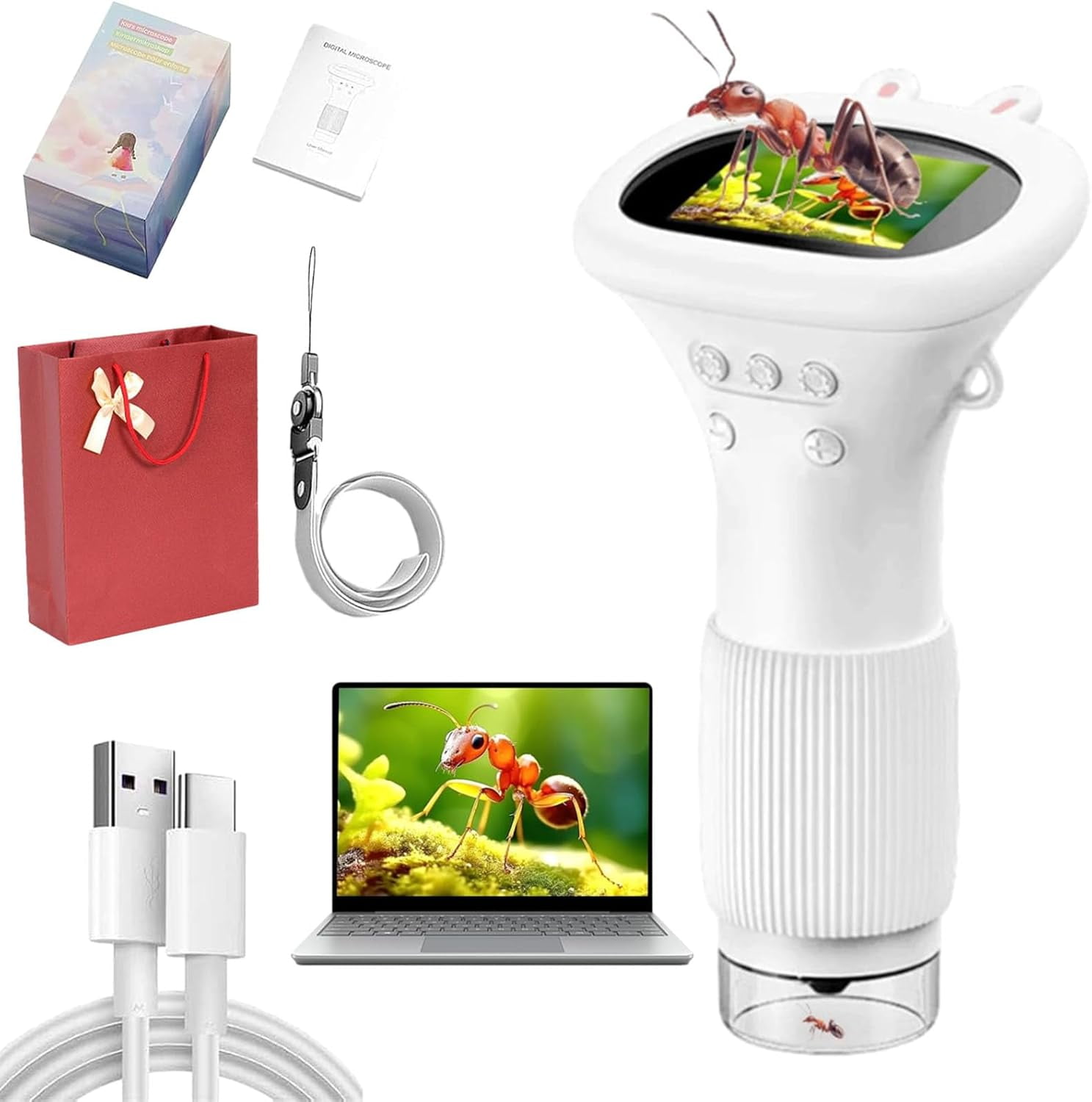 Minilabbies Kids Microscope, Digital Microscope, Portable Mini Handheld ...