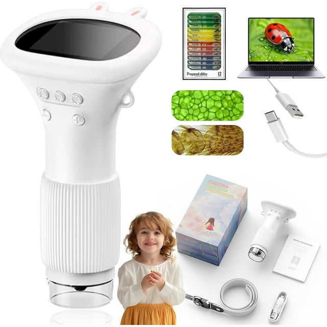 Minilabbies Microscope, 200x Zoom Mini Labbies Microscope with 2'' Inch ...