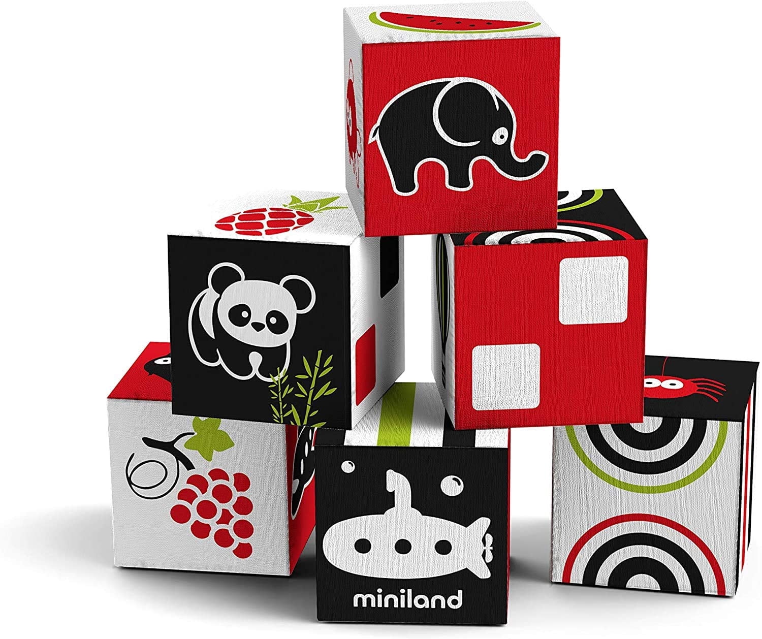 Miniland First Senses 6 Cubes, Soft Baby Building Cloth Fabric Blocks ...