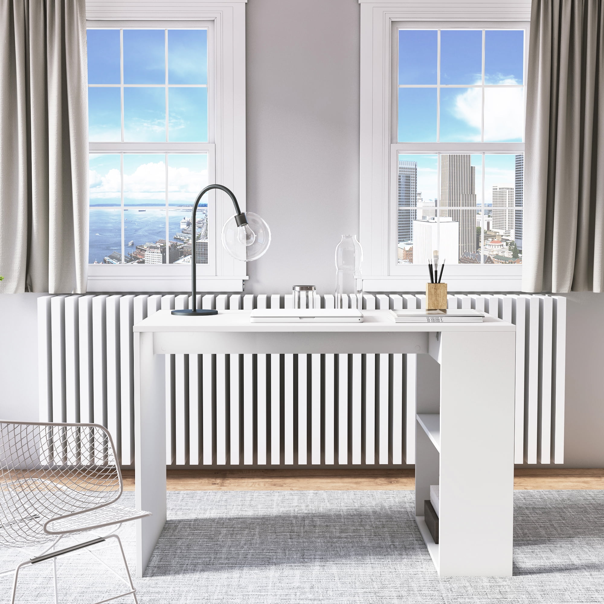 MinimaDecor Deserto 44" Home Office Computer Desk, White Finish ...