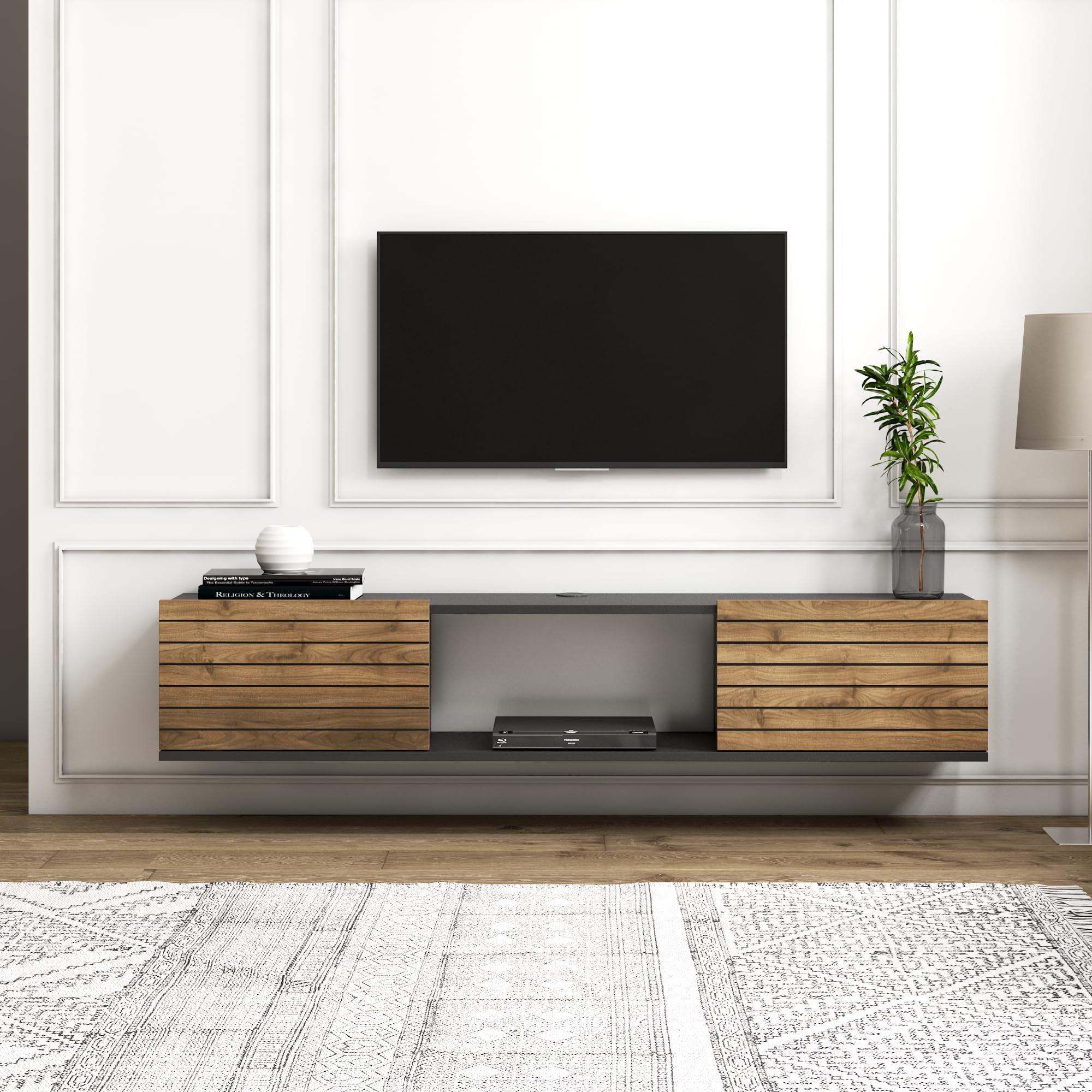 MinimaDecor Elano 63 in Floating TV Stand for TVs up to 60 in, Wood ...