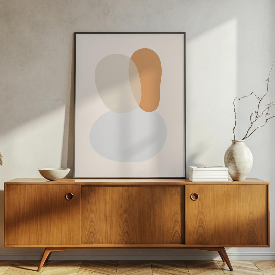 Minimal Abstract Wall Art Neutral Organic Shapes Print In Beige & Earth Tones Modern Japandi ...