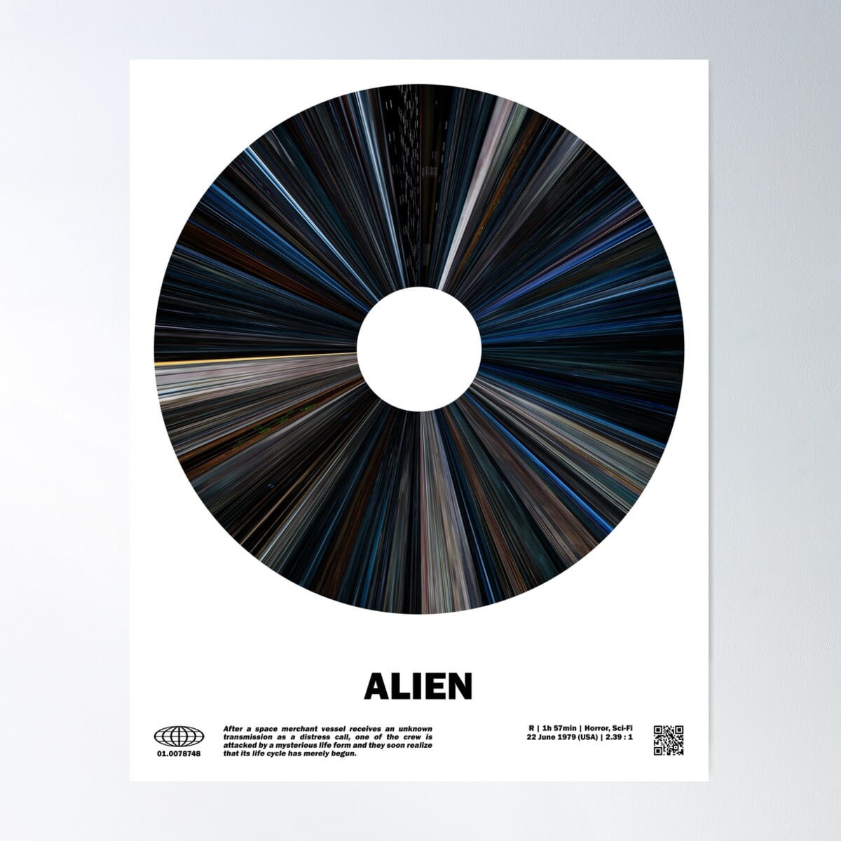 Minimal_Alien Warp Barcode Movie Poster Wall Art, Modern Wall Decor For ...