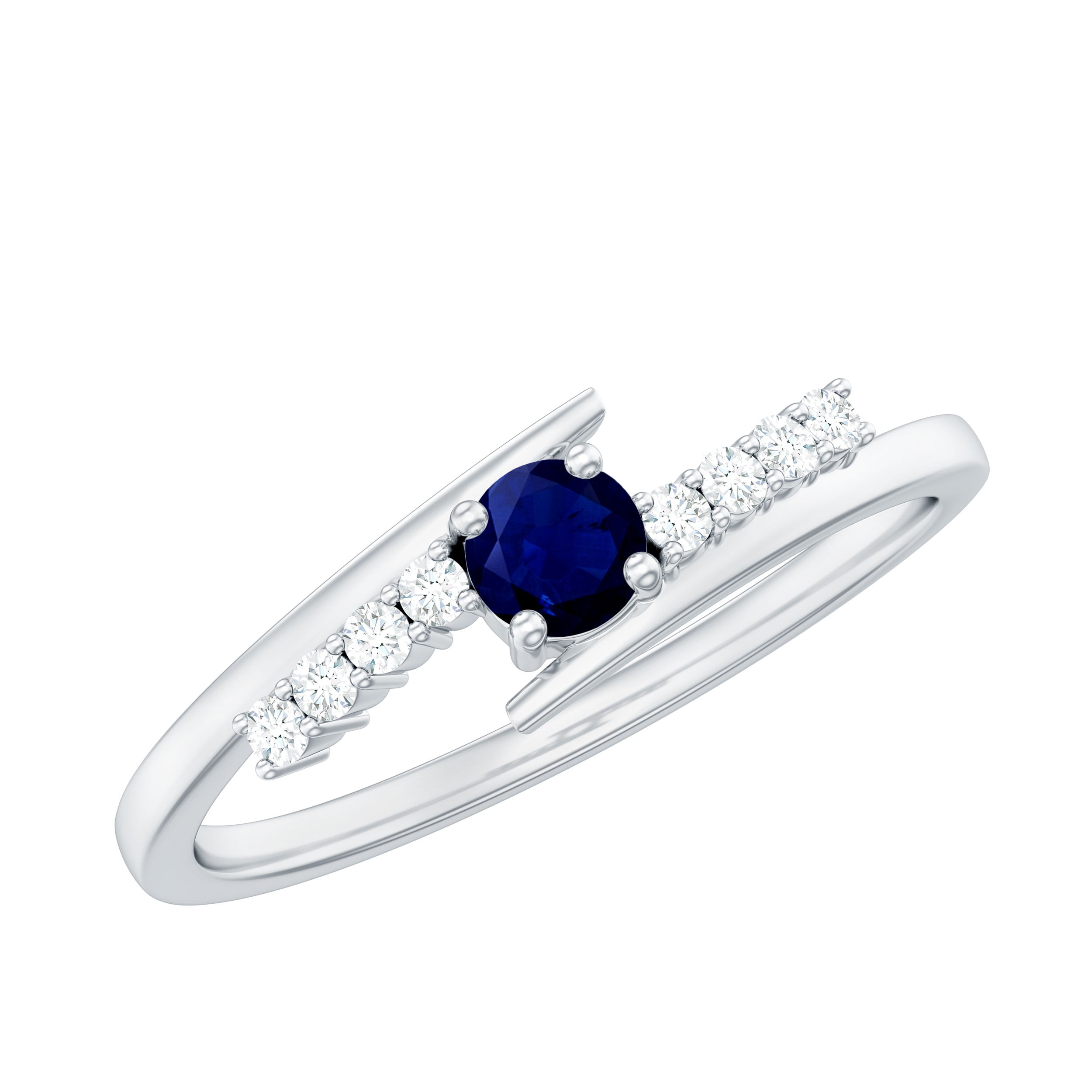 Rosec Jewels Minimal Blue Sapphire Promise Ring with Diamond Accent (0. ...