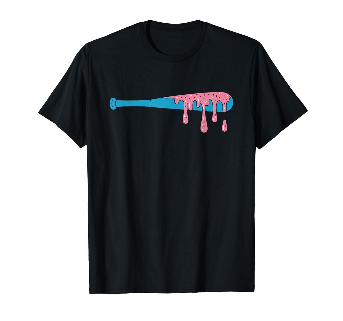 Minimal Dripping Baseball Bat Graphic T-Shirt, Pink and Blue Abstract ...