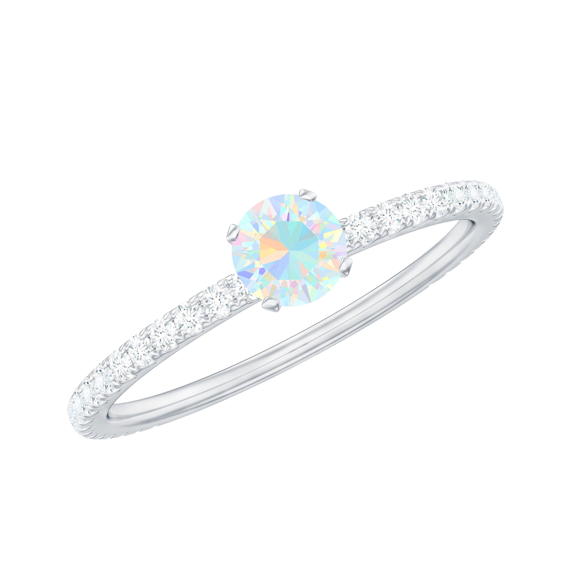 Rosec Jewels Minimal Ethiopian Opal Solitaire Promise Ring with Diamond ...