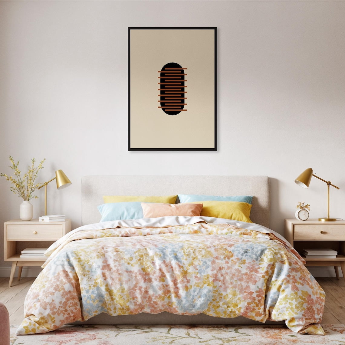 Minimal Geometric Wall Art Poster Modern Oval Grid Neutral Abstract ...