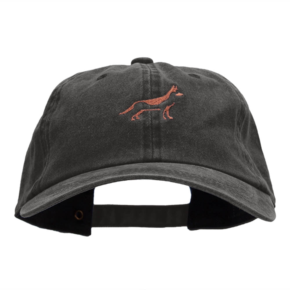 Minimal German Shepherd Embroidered Unstructured Cotton Cap - Black ...