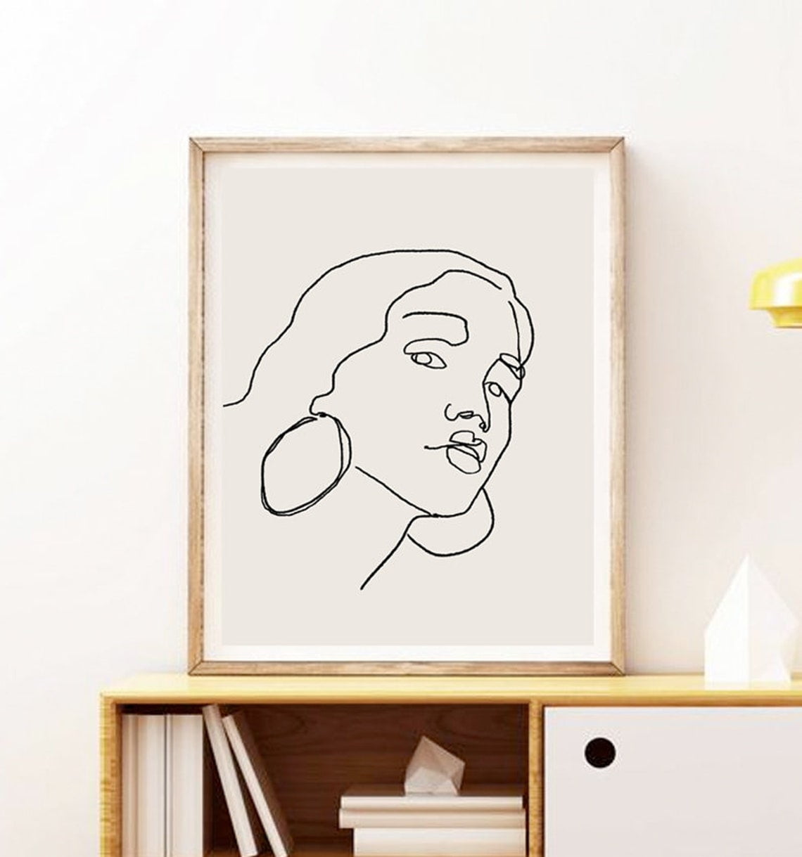 Minimal Girl Face Line Art Print, Minimalist Wall Art, Fine Line ...
