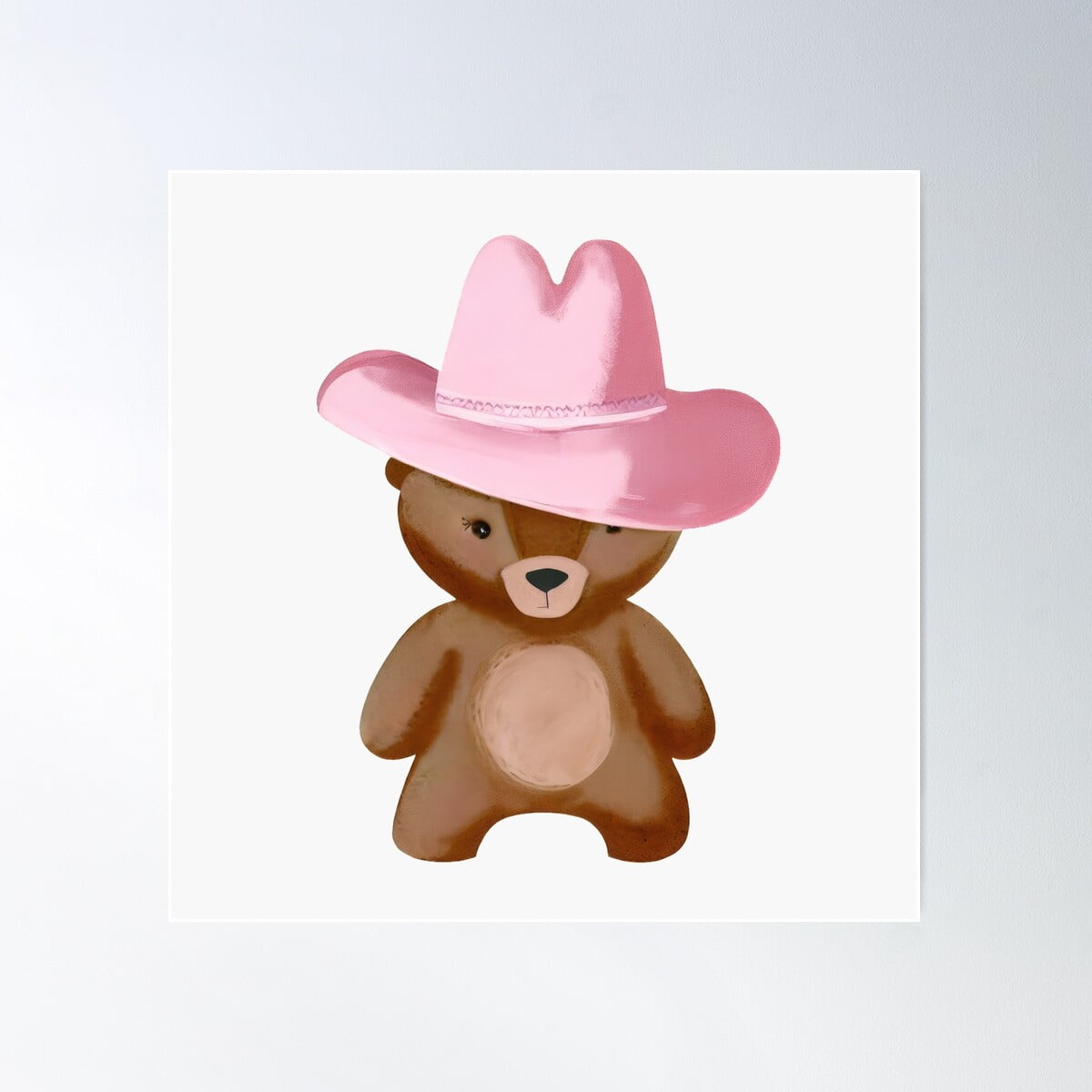 Minimal Hot Pink Cowboy Hat Teddy Bear Poster Wall Art, Modern Wall ...