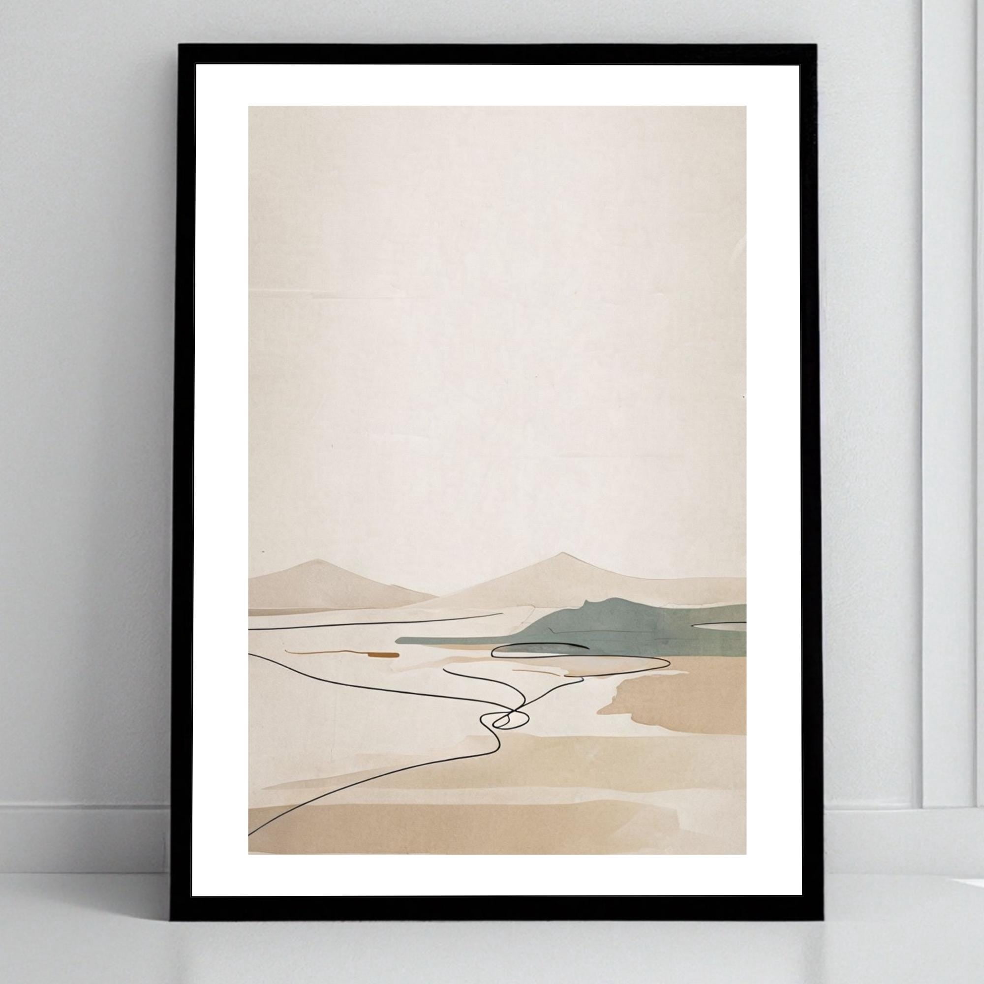 Minimal Japanese Coastal Landscape Wall Art, Japanese Style Horizon Sea ...