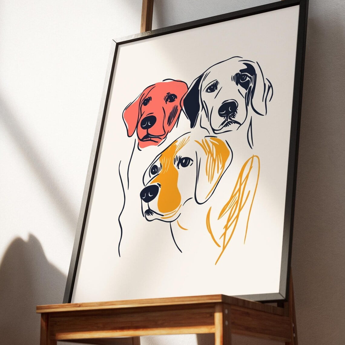 Minimal Labrador Wall Art, Retro Abstract Dog Print,Matisse Bold Line ...