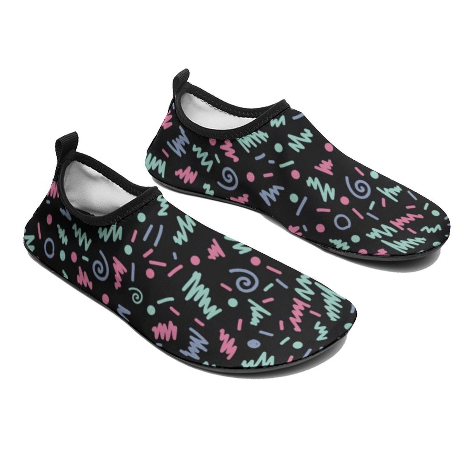 Minimal Memphis 80s Style Pattern Water Shoes Beach Slip-on Shoes for ...